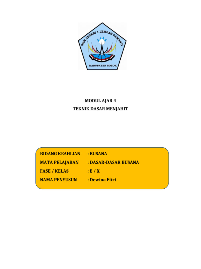 Modul 4 Teknik Dasar Menjahit | PDF