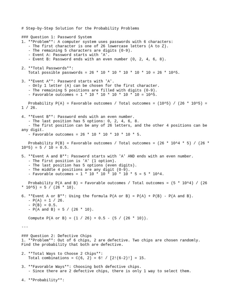 Probability Step by Step Solution | PDF | Password | Computer Security
