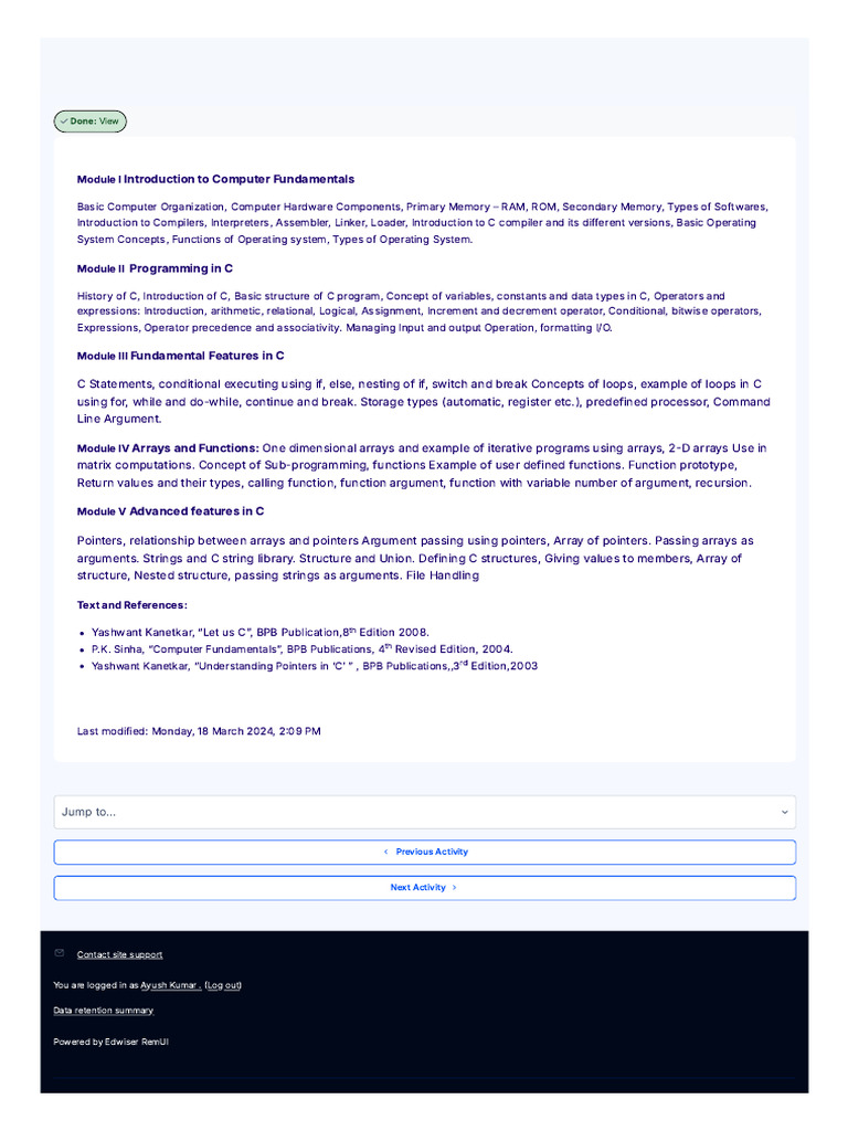 2sem 1csit140 Syllabus 000 Pdf Pointer Computer Programming C Programming Language