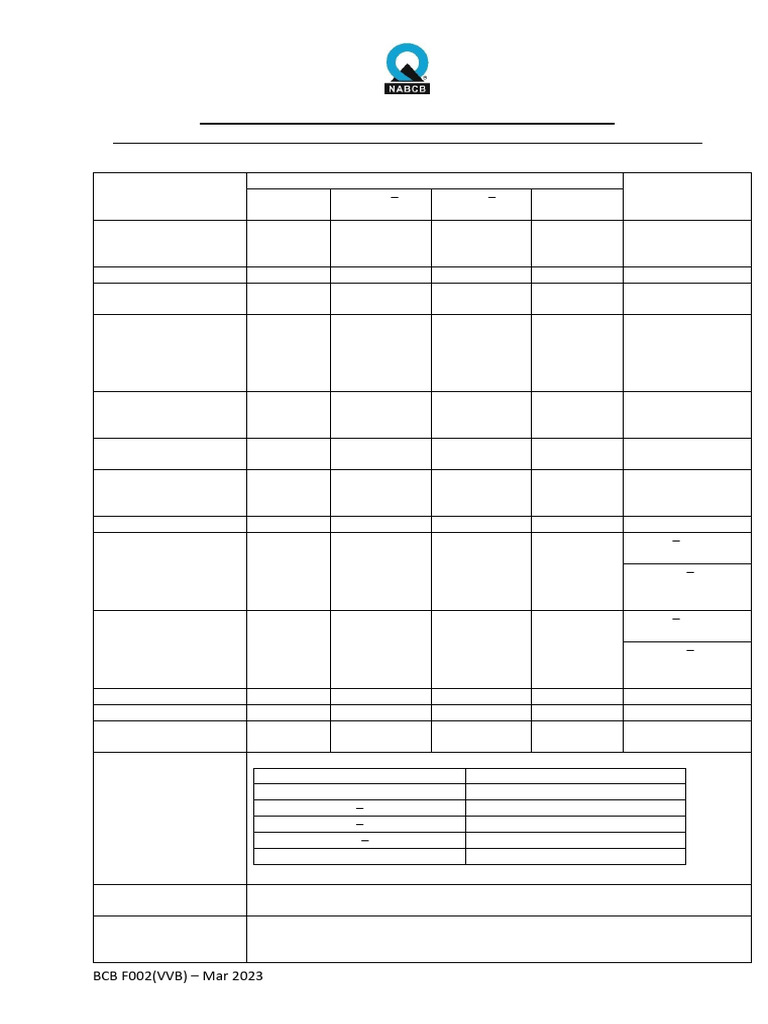 BCB F002 - NABCB Fee Structure VVB - Mar 2023 | PDF | Money | Payments