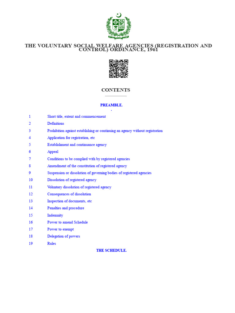 The Voluntary Social Welfare Agencies (Registration and Control ...