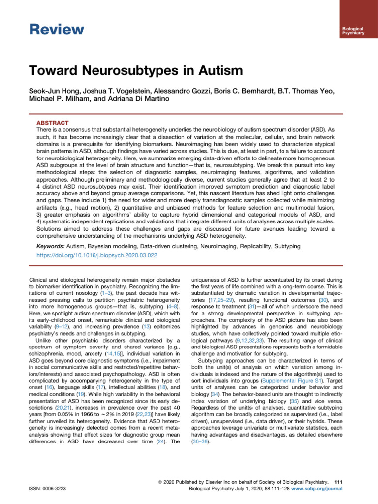 Toward-Neurosubtypes-in-Autism_2020_Biological-Psychiatry | PDF ...
