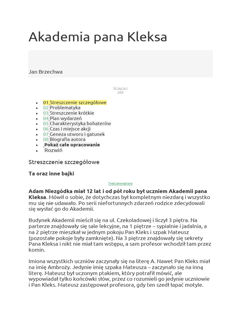 Akademia Pana Kleksa | PDF