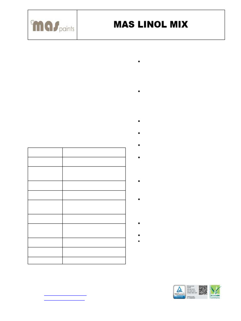 Linol Mix Datasheet | PDF | Paint | Concrete