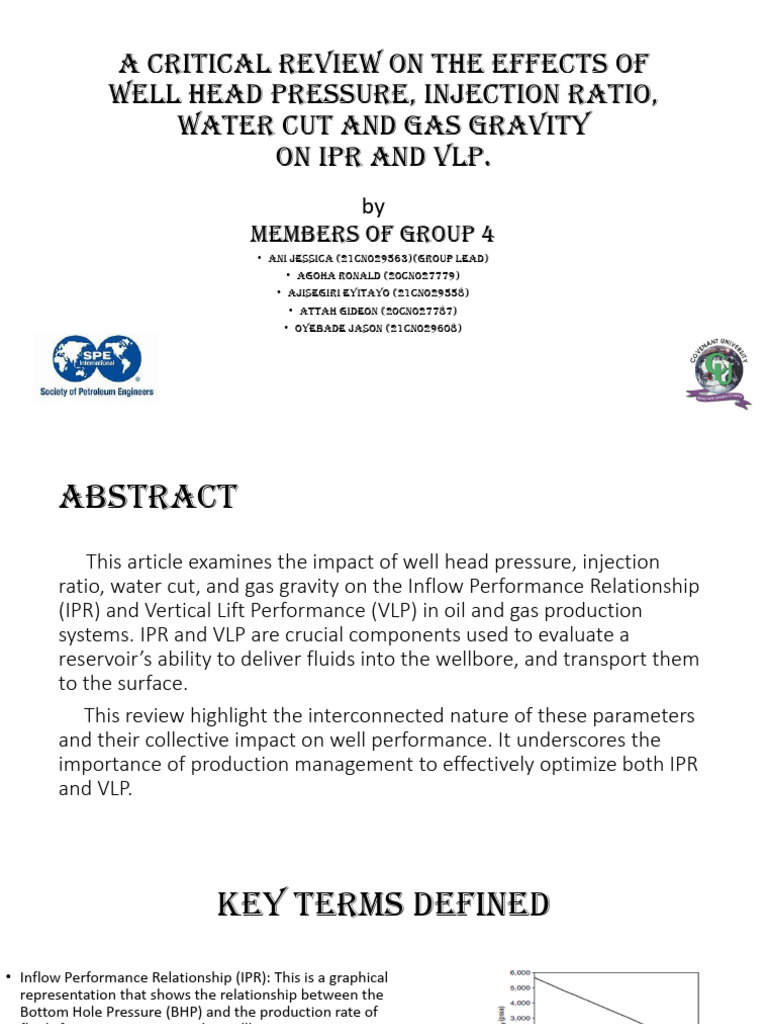 Presentation4 - A CRITICALreview On The Effects of Well Head Pressure ...