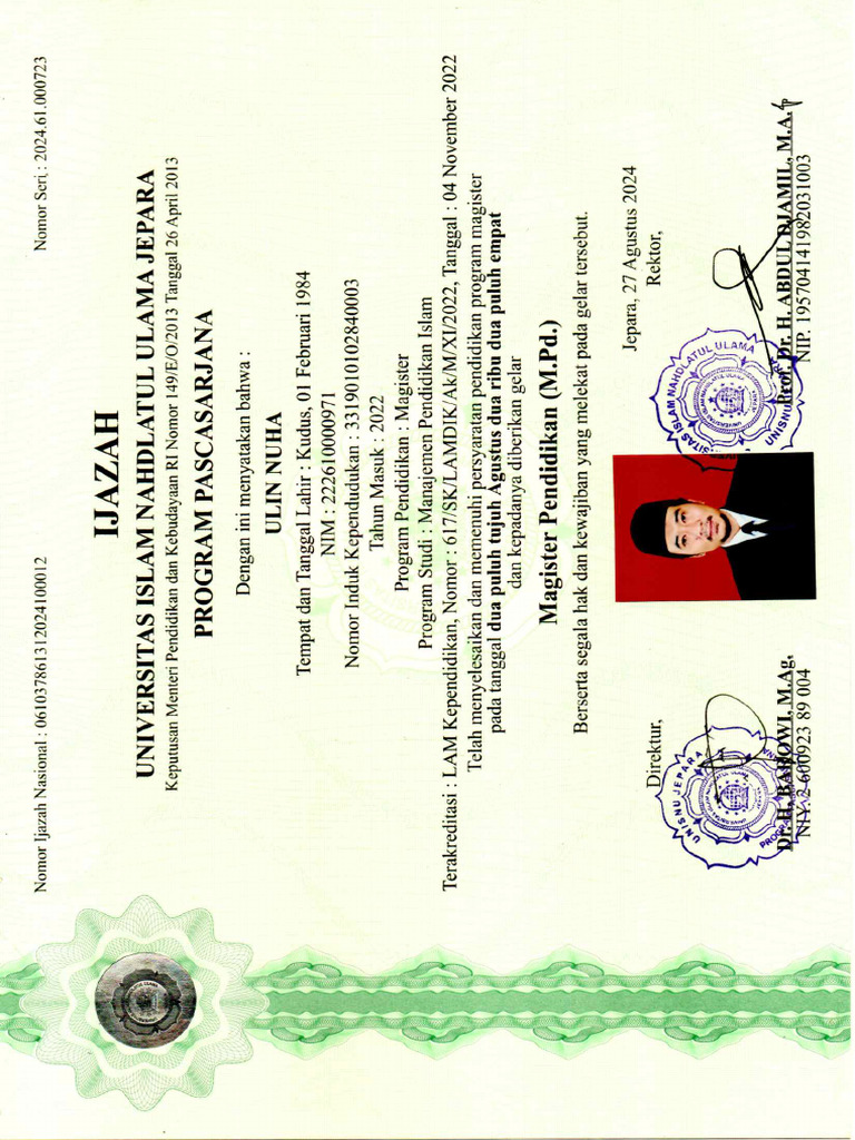 Ijazah S2 Pak Ulin20241207 - 10081969 | PDF