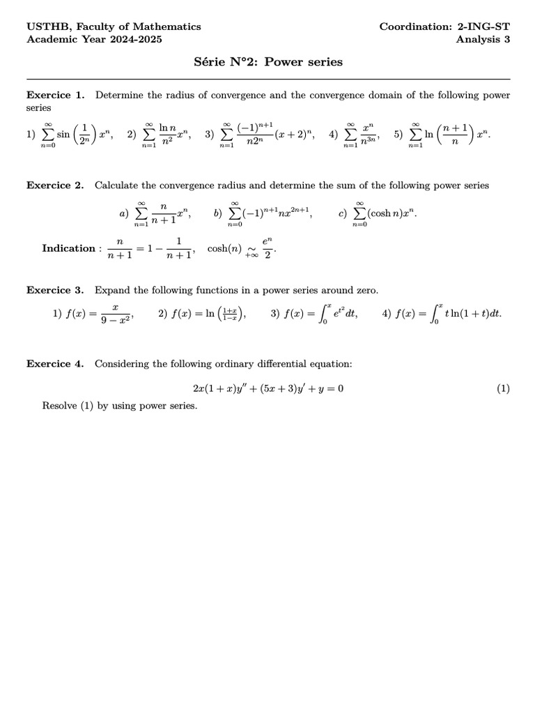Power Series TD Adjimi | PDF | Power Series | Equations