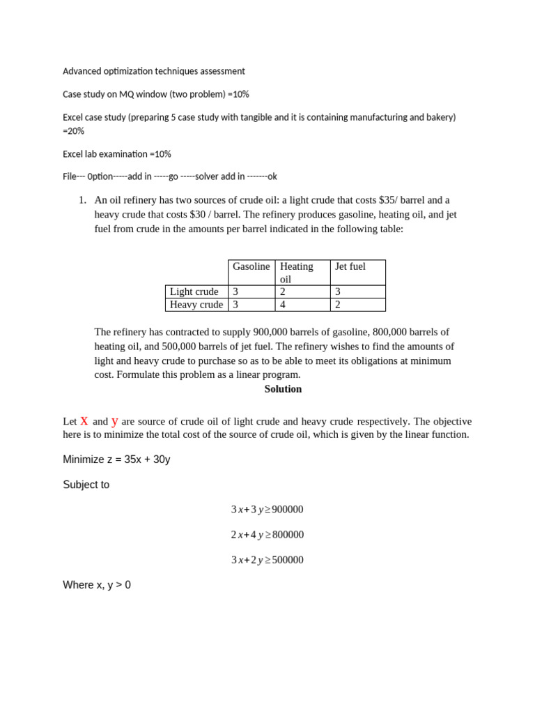Advanced Optimization Techniques Assessment | PDF | Petroleum | Oil ...