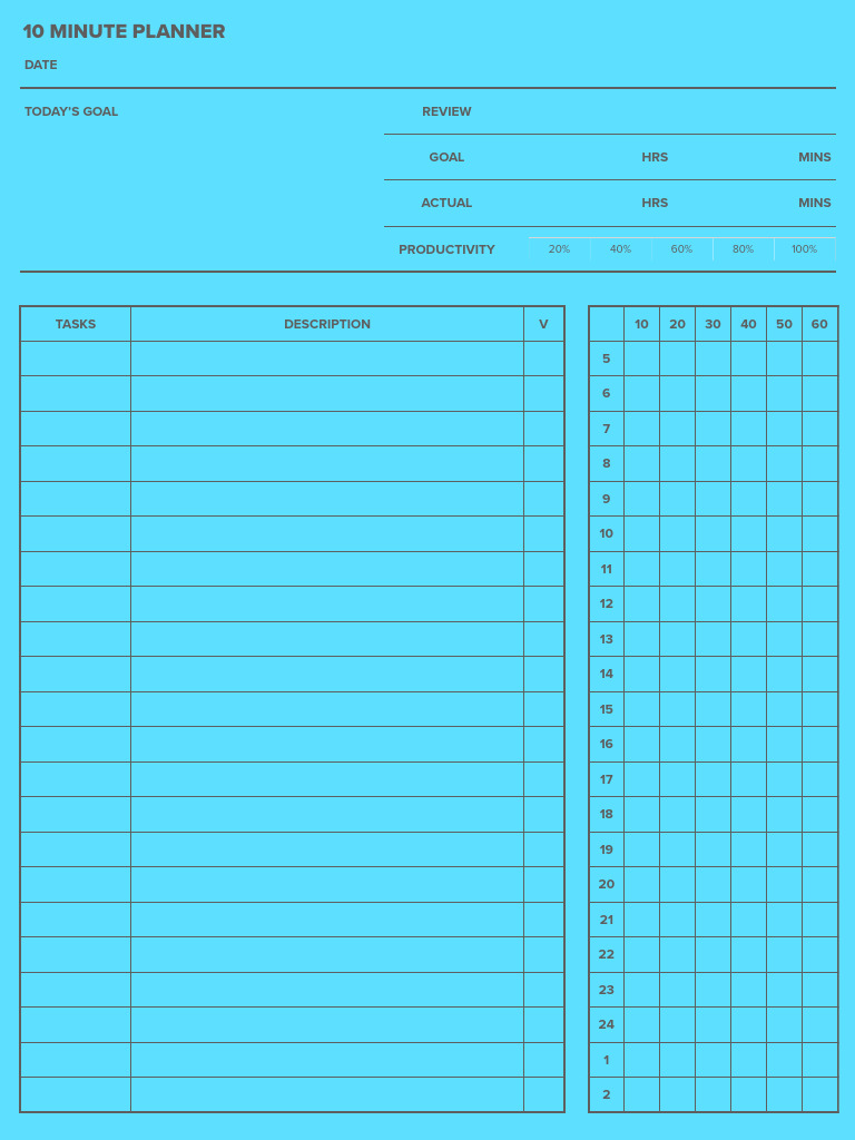 10 Minute Daily Planner Template | PDF