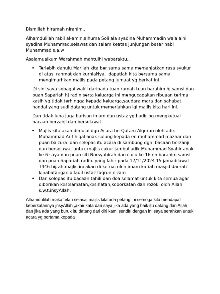 Text Acara Majlis | PDF