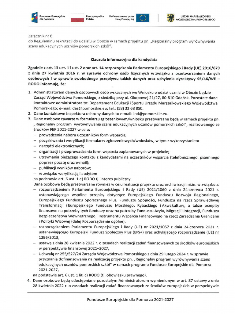 2. Klauzula informacyjna dla kandydata | PDF