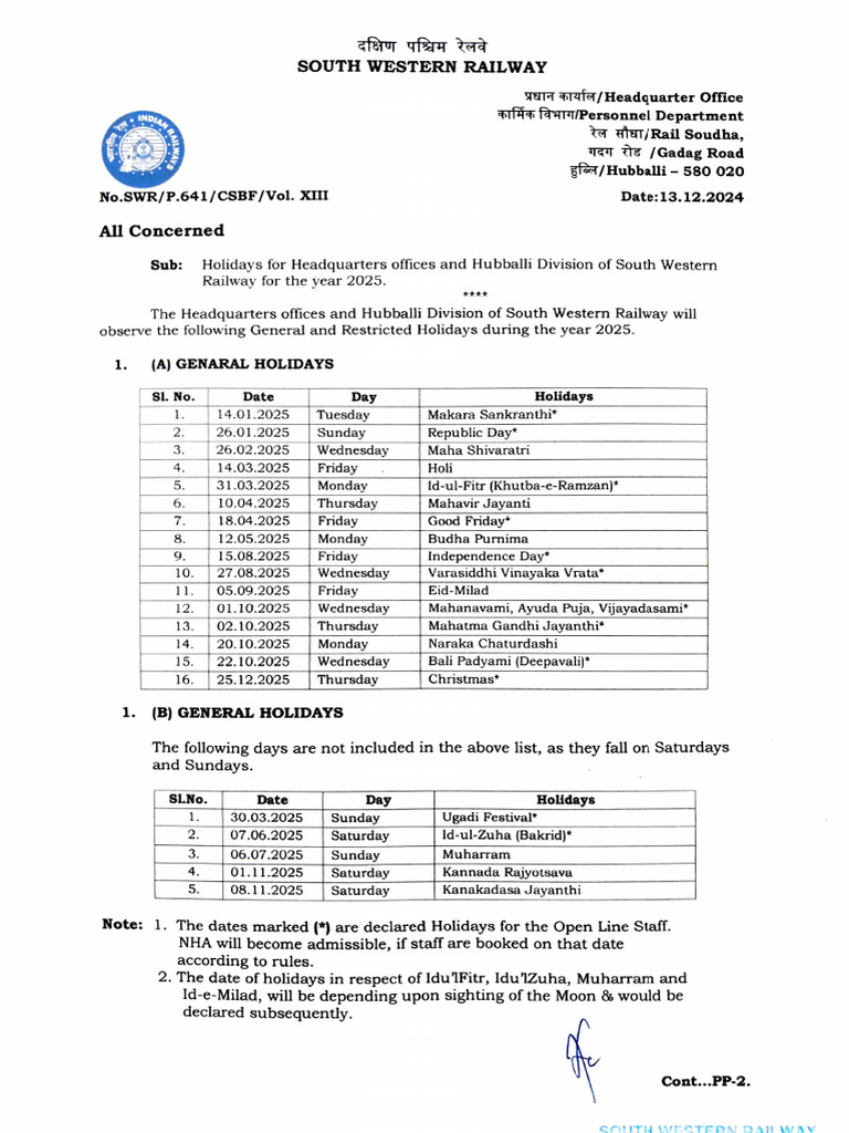 SWR Holiday List 2025 | PDF | Festival | Observances