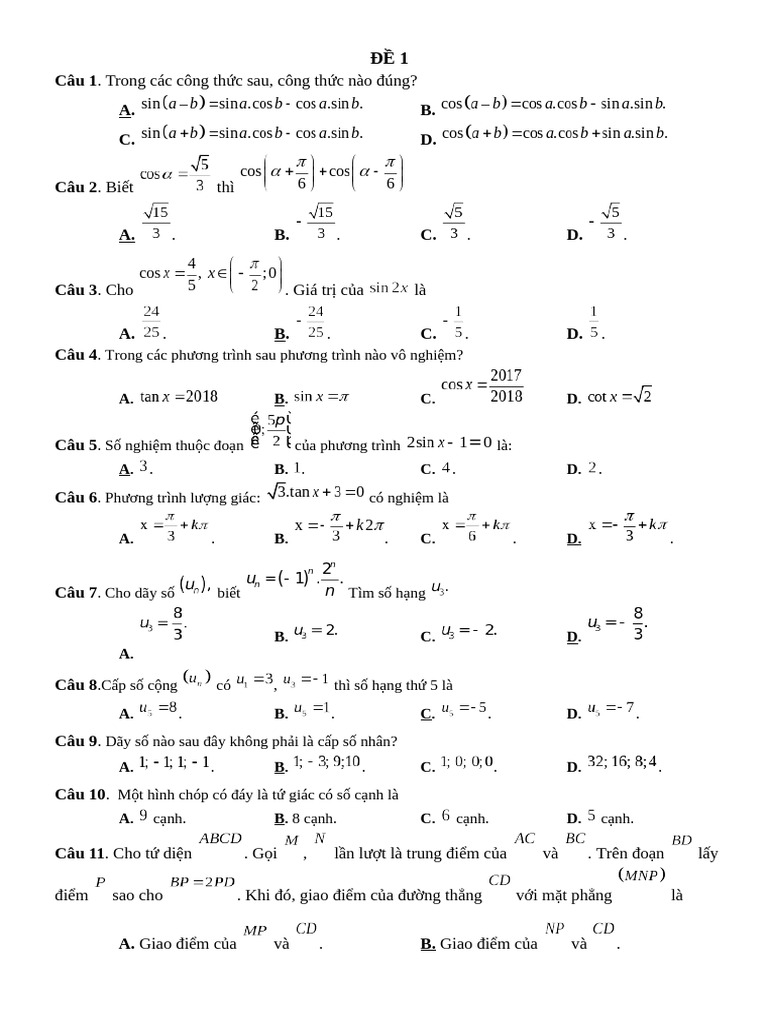 ĐỀ PHẦN I-GKI K11 | PDF