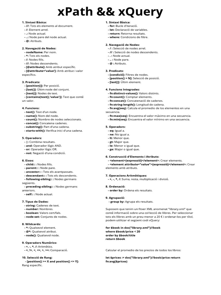 CHEATSHEET xPath i xQuery | PDF