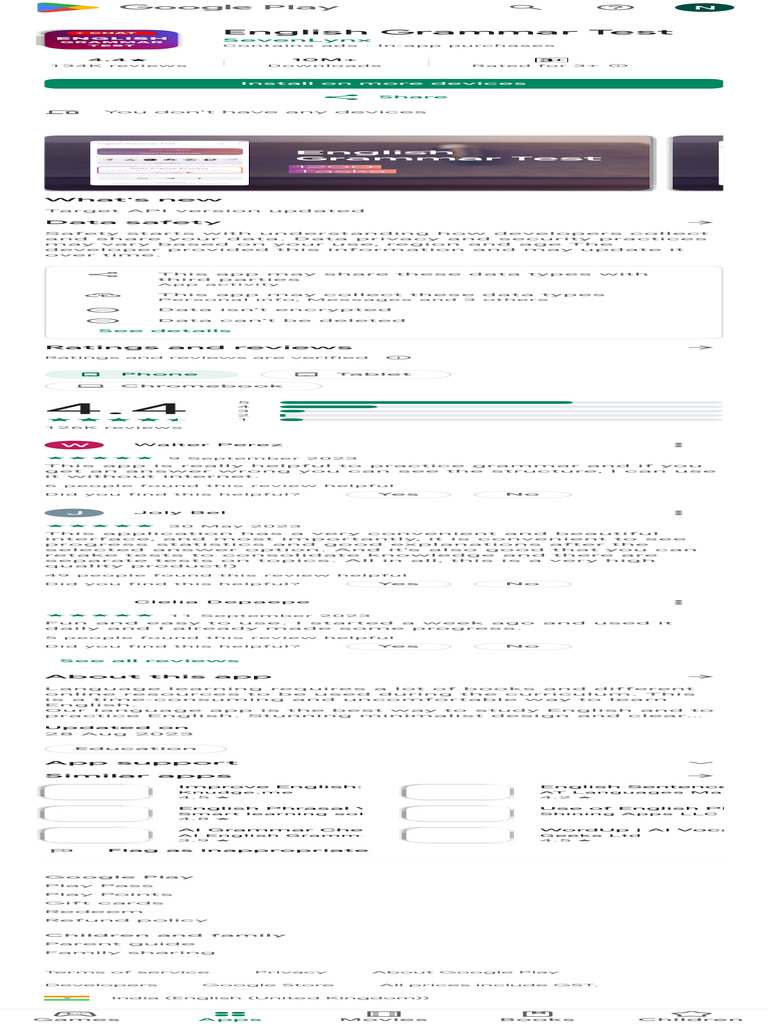English Grammar Test - Apps On Google Play | PDF | Mobile App | Google Play