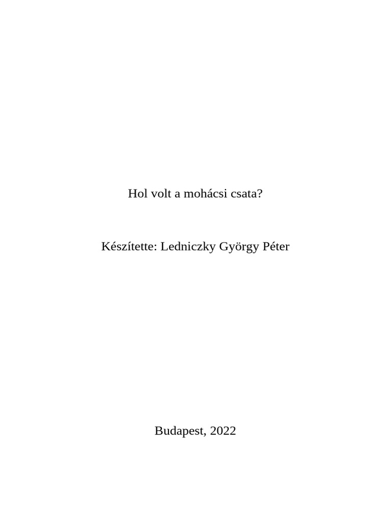 Hol Volt A Mohácsi Csata | PDF