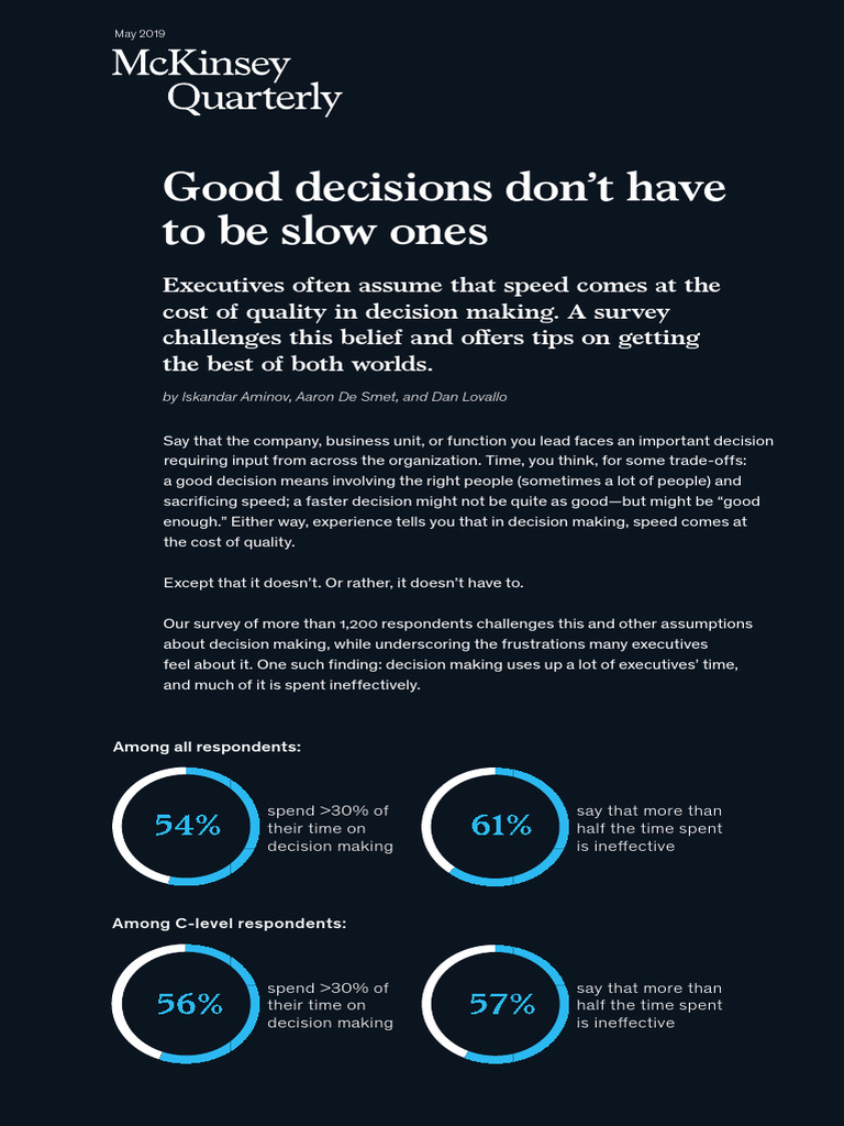 Good Decisions Dont Have To Be Slow Ones Final | PDF | Business | Economies