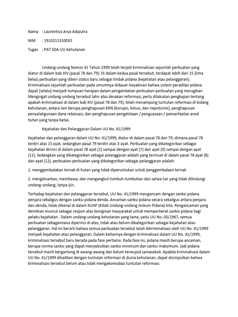 Laurentius Arya AdiputrSDA Kehutanan | PDF