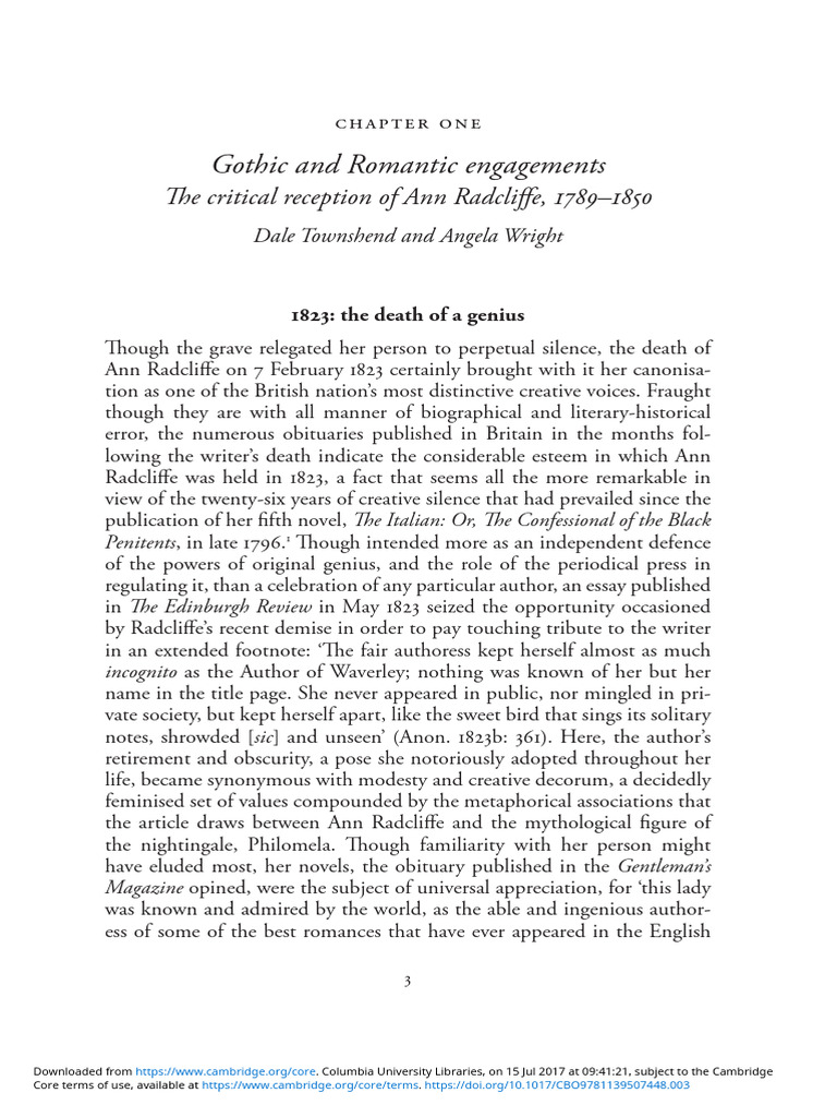 chapter 1 gothic-and-romantic-engagements-the-critical-reception-of-ann ...