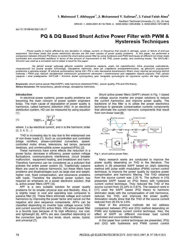 PQ DQ Based Shunt Active Power Filter | PDF | Power Inverter | Power ...
