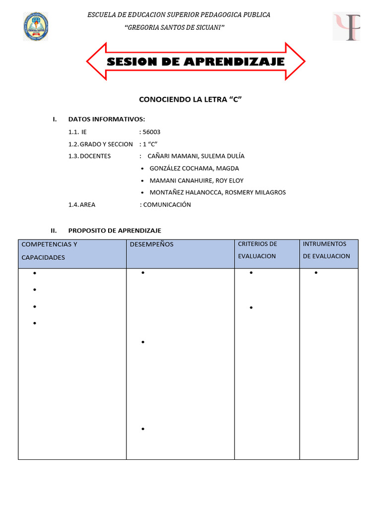 Sesion La Letra C | PDF | Evaluación | Maestros