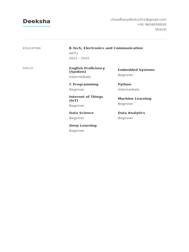 Deeksha InternshalaResume | PDF