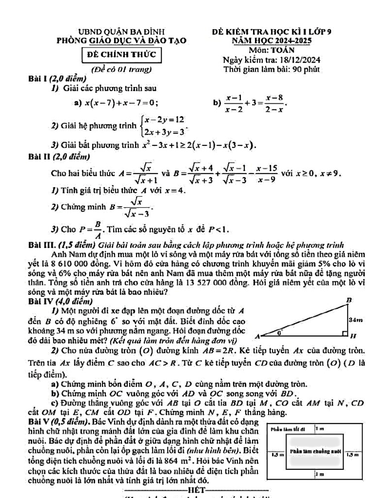 Zoom 31 De thi HK1 toan 9 | PDF