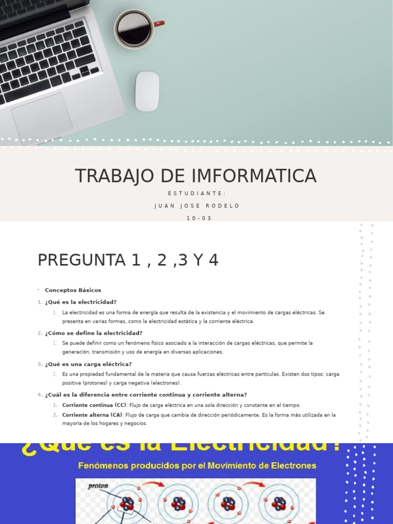 Trabajo de Imformatica | PDF | Electricidad | Corriente eléctrica