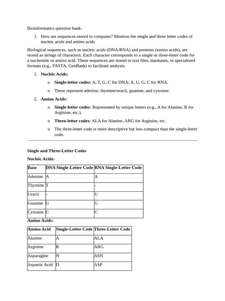 Bioinformatics Question Bank for FAT | PDF | Sequence Alignment | Conserved Sequence