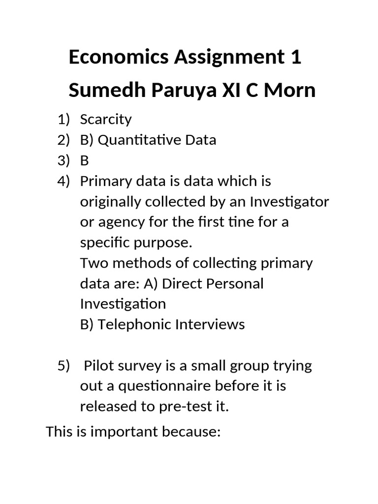 Economics Assignment 1 Sumedh Paruya | PDF