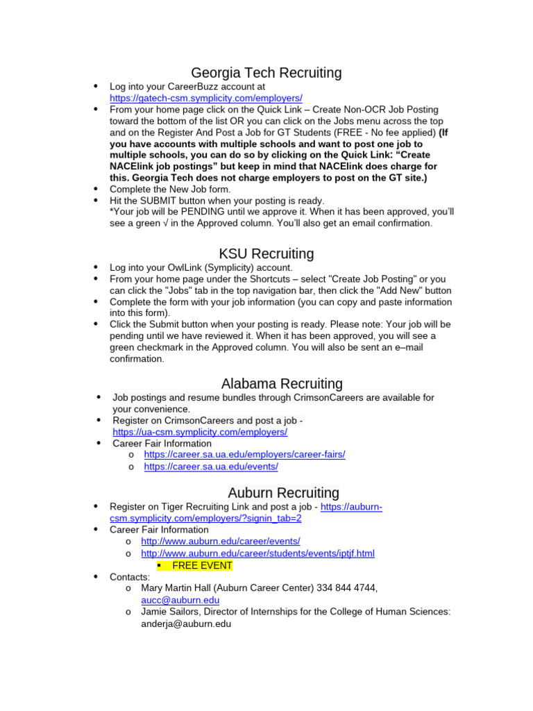 University Job Posting Instructions | PDF | Software | Computing