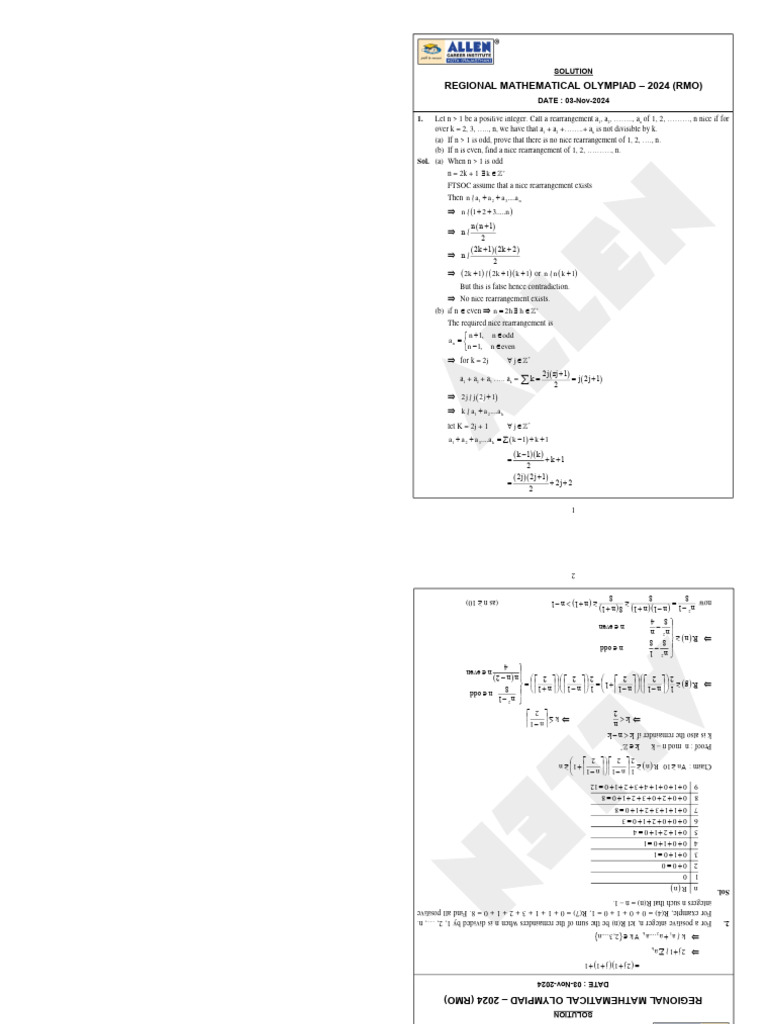 RMO 2024 Paper Solutions Booklet | PDF | Triangle | Euclidean Plane Geometry