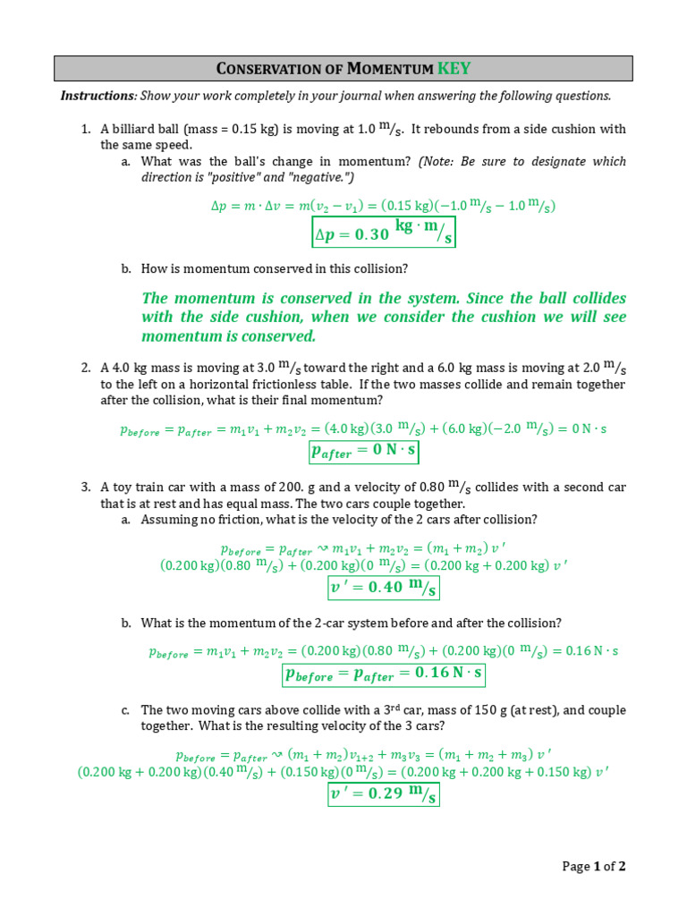 Momentum Conservation Problems Explained | PDF | Momentum | Collision