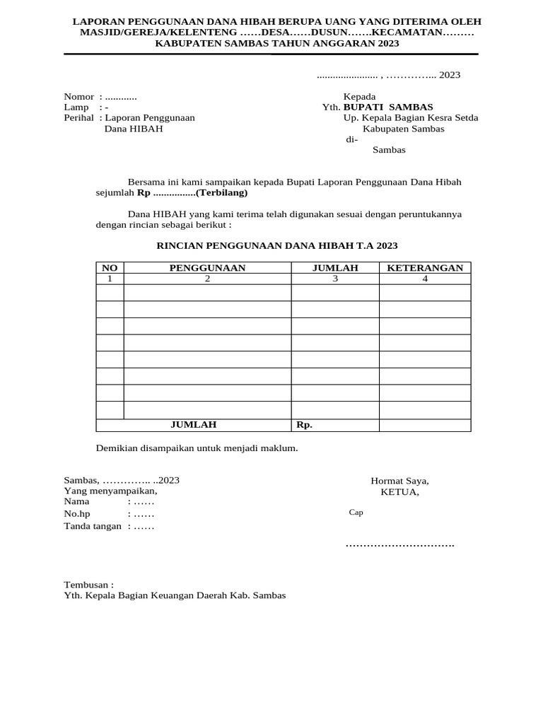 Format Laporan Hibah 2023 | PDF