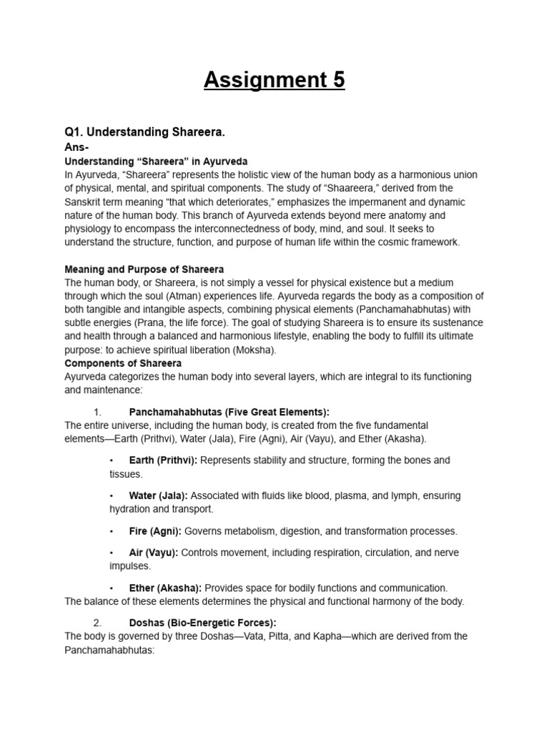 Assignment 5 | PDF | Ayurveda | Mind