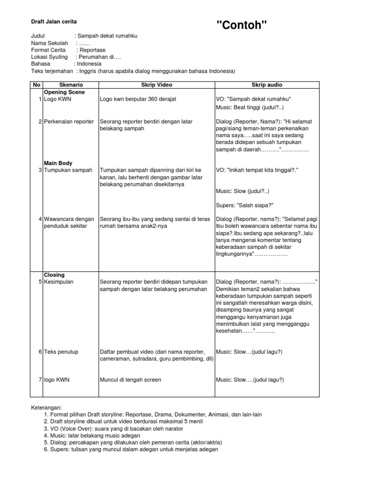 Contoh Draft Storyline | PDF