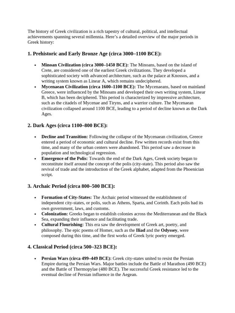 Overview of Greek Civilization History | PDF | Mycenaean Greece ...
