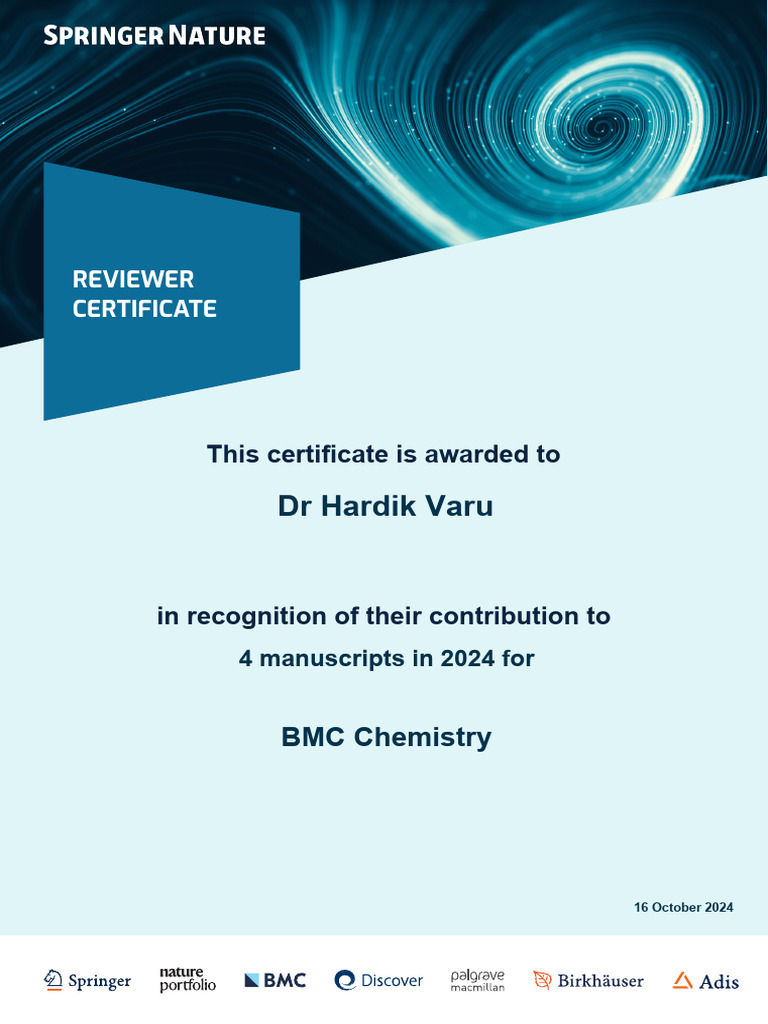 Reviewer Certificate 16 October 2024 | PDF