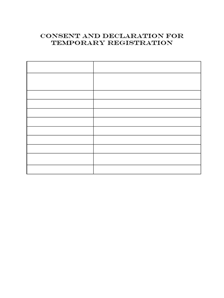 Temporary Registration Consent Form | PDF