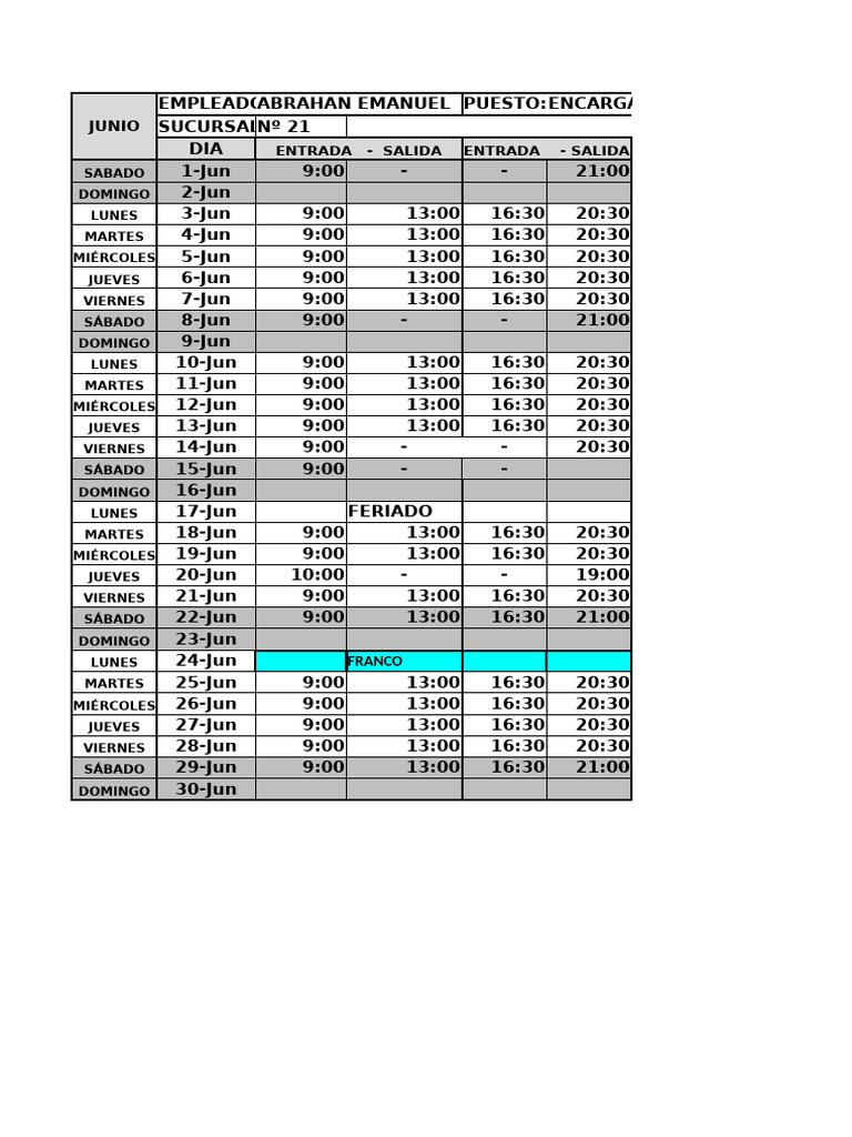 PLANILLA JUNIO´24 | PDF