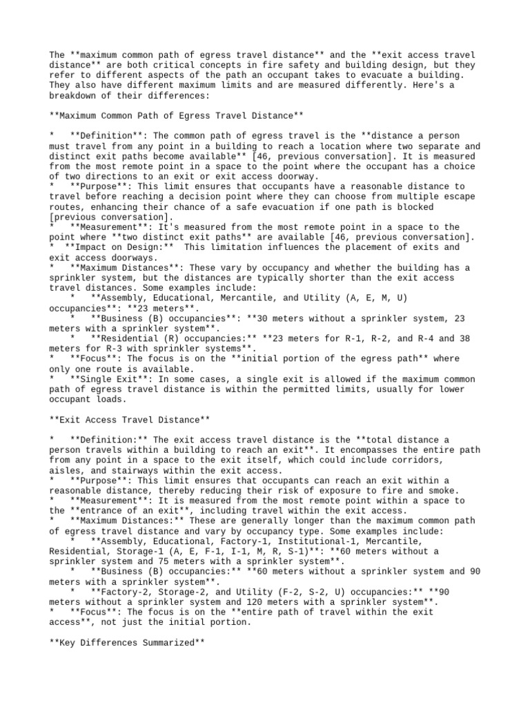 The maximum common path of egress t | PDF | Fire Sprinkler System | Metre