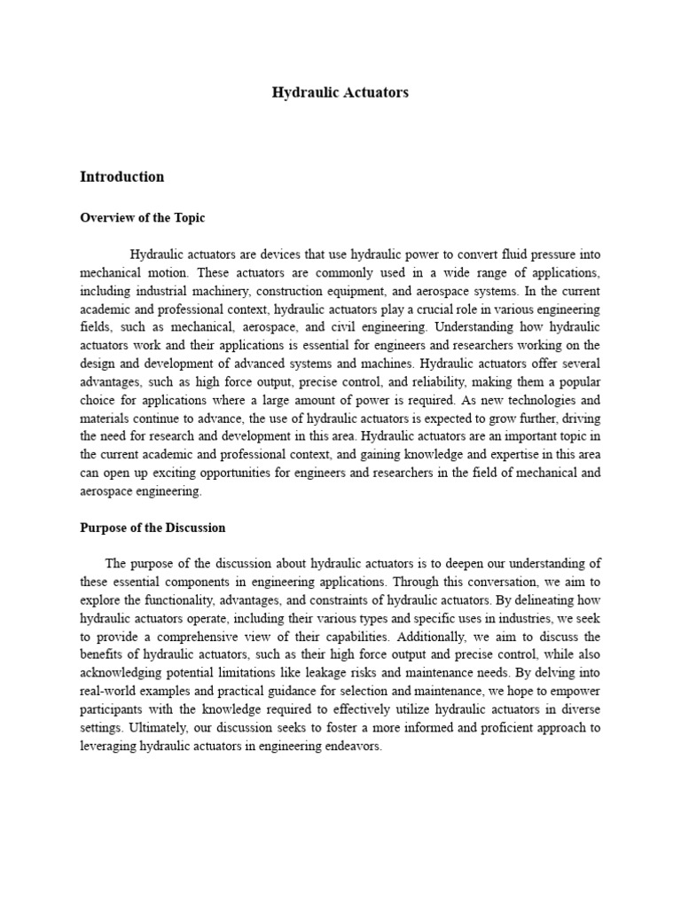 Hydraulic Actuators | PDF | Actuator | Engineering
