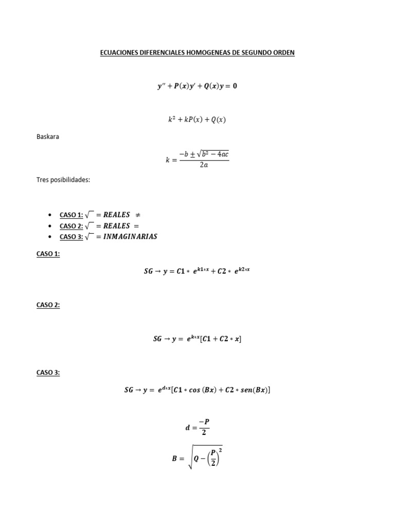 Ecuaciones Diferenciales de Segundo Orden | PDF | Sustracción | Cálculo