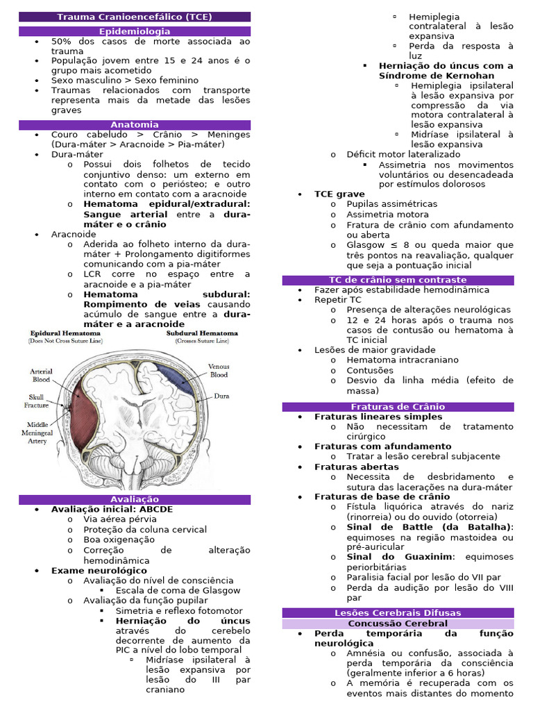 Trauma Cranioencefálico: Causas e Tratamento | PDF | Medicina Clínica ...