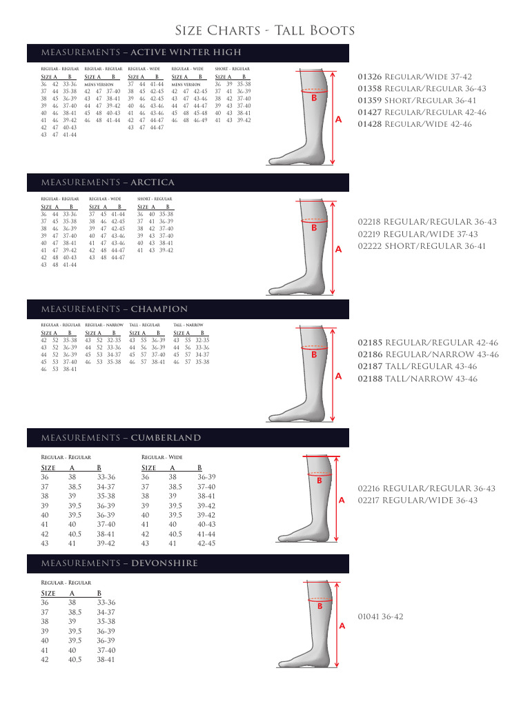 Tall Boots Size Measurement Charts | PDF | Foot | Softlines (Retail)