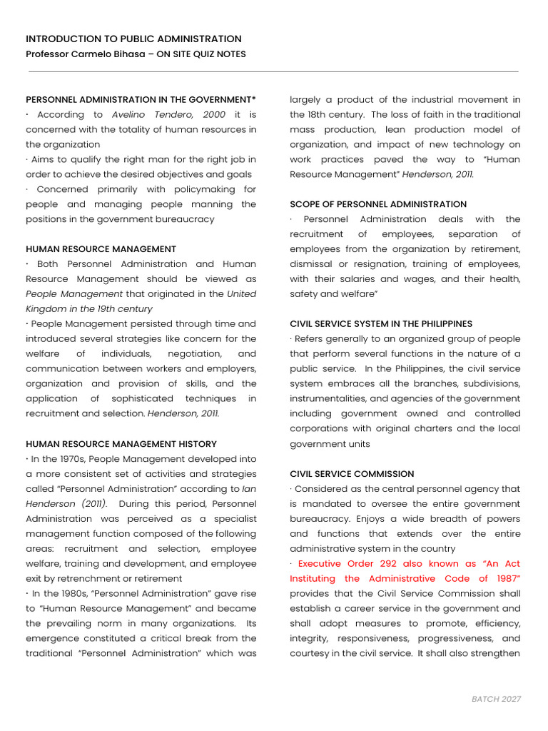 PUBAD-Notes | PDF | Budget | Human Resource Management