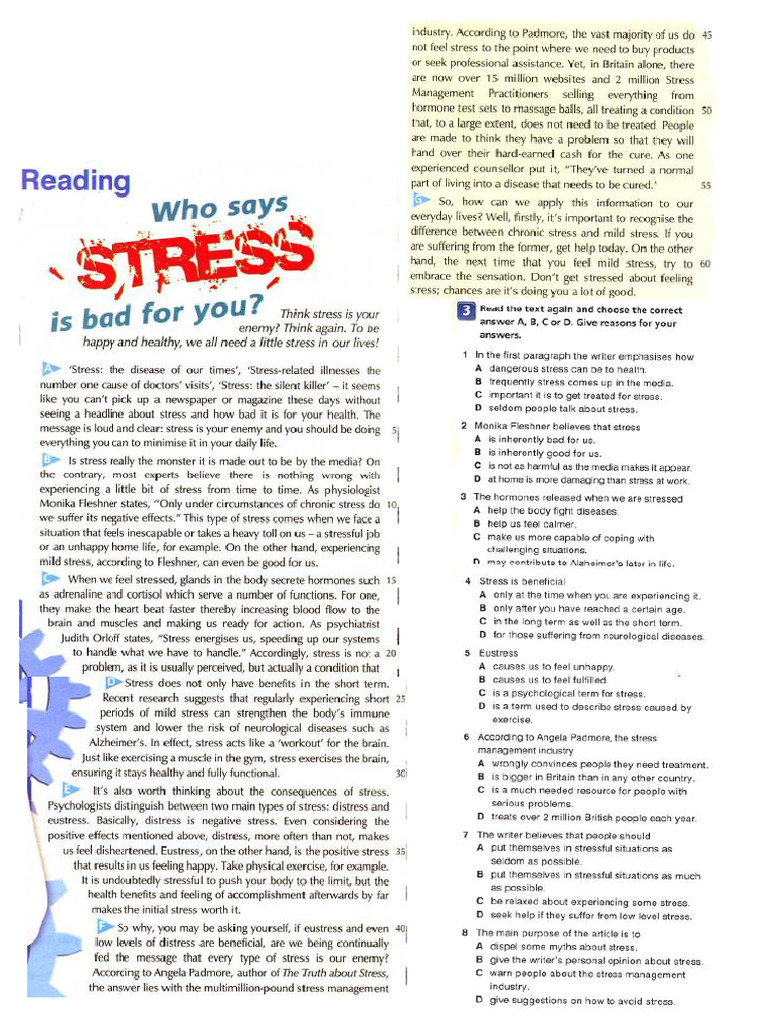 365368484 Reading Comprehension Stress | PDF