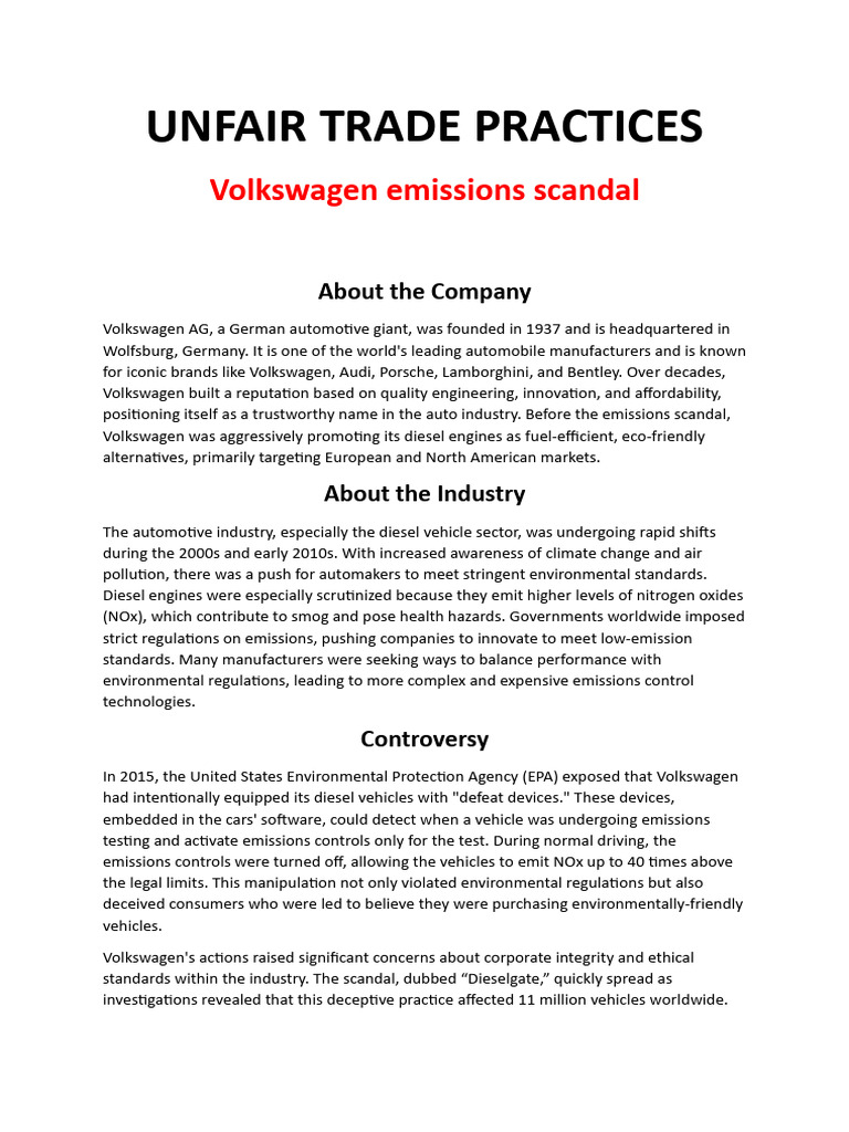 Unfair Trade Practices Section - H | PDF