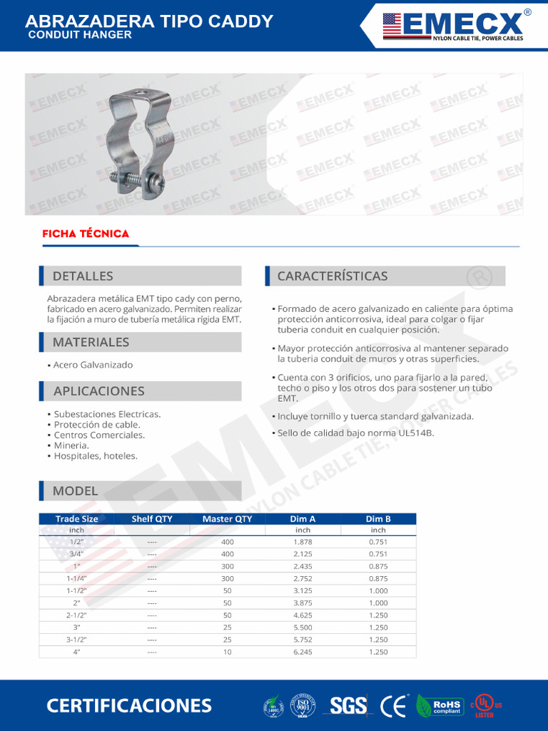 Ficha Tecnica Abrazadera Tipo Caddy | PDF