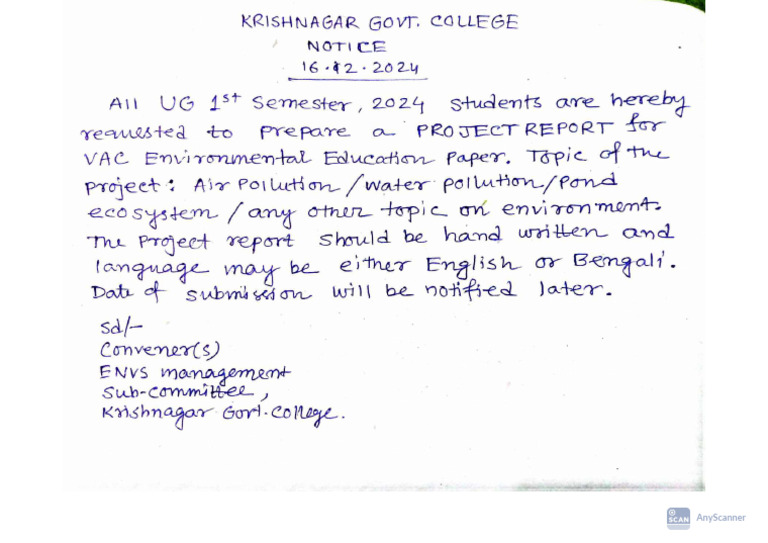 ENVS PROJECT Submission Notice | PDF